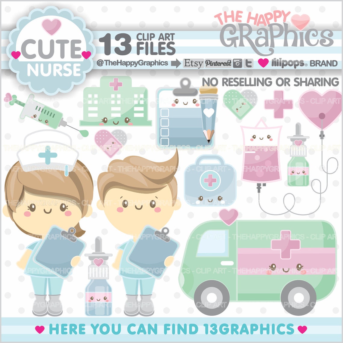 Nurse Clipart COMMERCIAL USE Nursegraphic Printable | Etsy