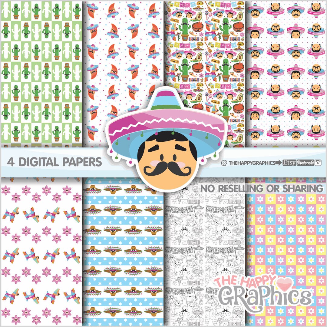Mexican Paper, Mexican Pattern, Digital Paper, Digital Pattern, Mexican ...