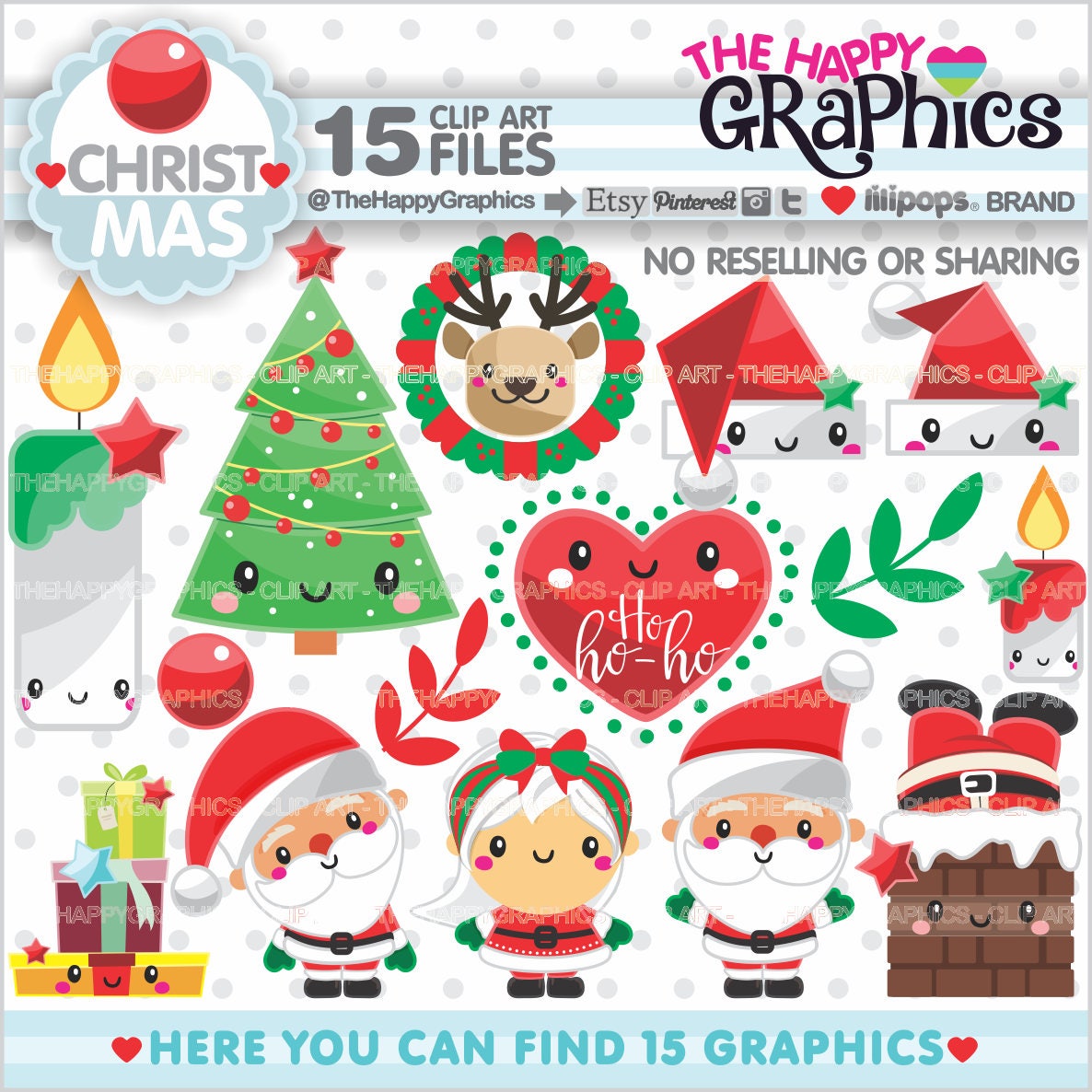 Christmas Clipart Christmas Graphics COMMERCIAL USE | Etsy
