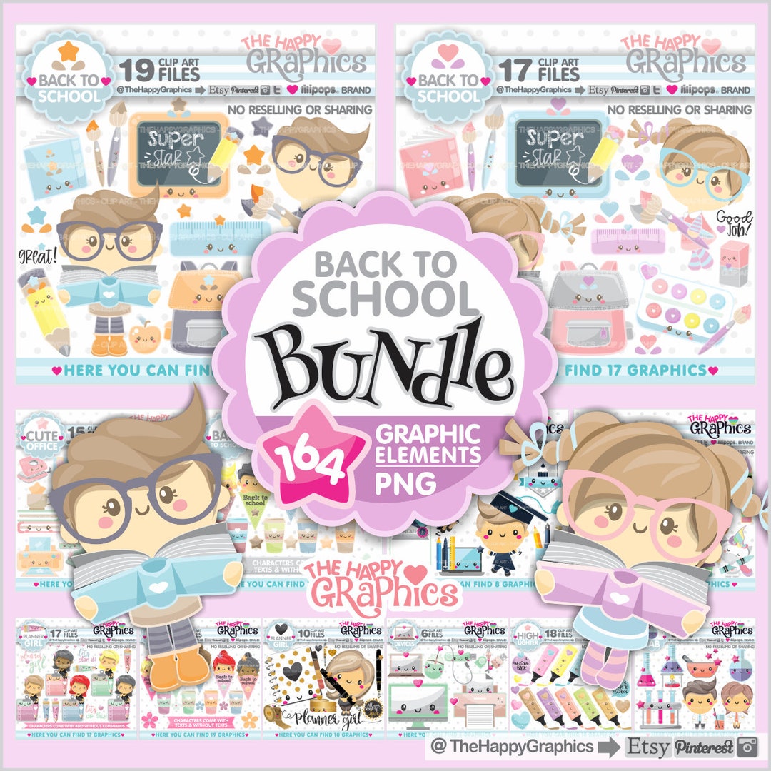 Back to School, Bundle, School Clipart, Digital Bundle, Students Bundle ...