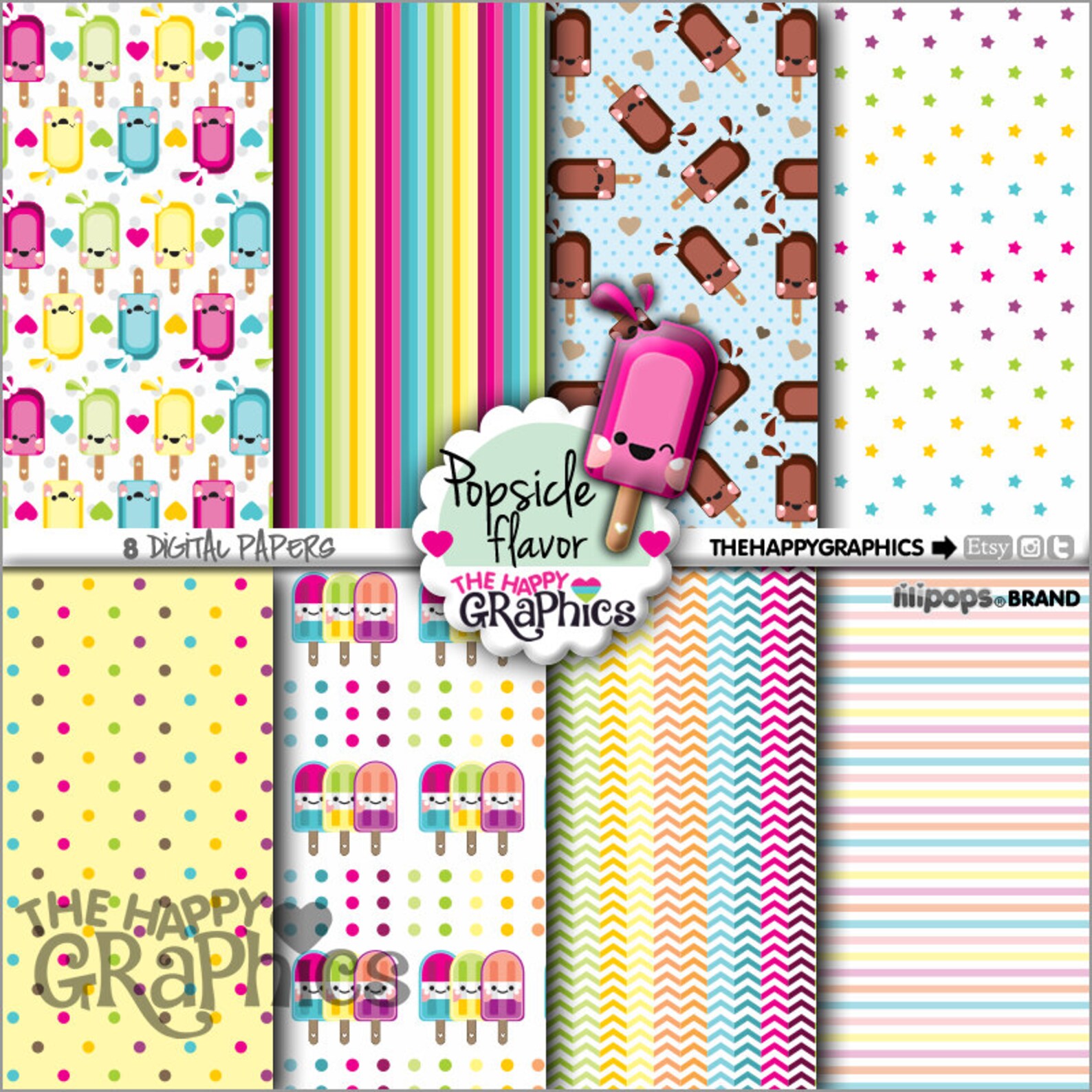 Popsicle Digital Paper COMMERCIAL USE Popsicle Pattern - Etsy