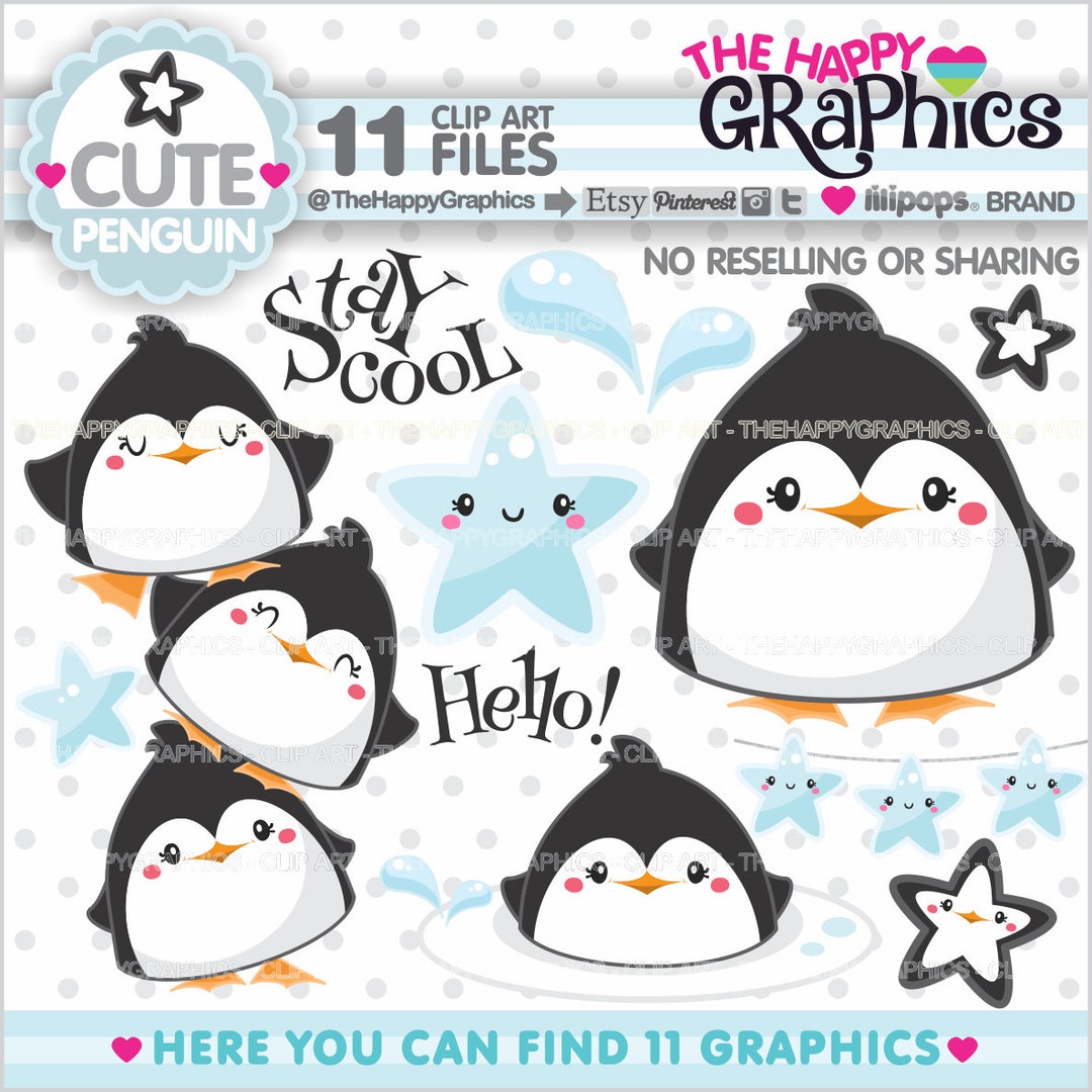 Penguin Clipart, Penguin Graphic, COMMERCIAL USE, Penguin Party, Animal ...