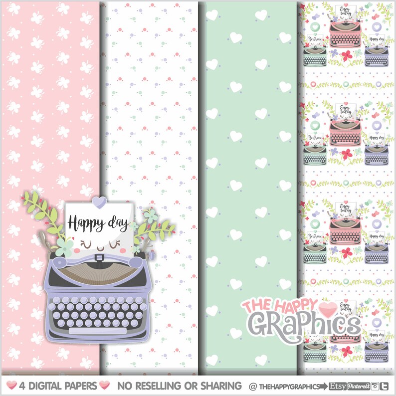 Typewriter Digital Paper COMMERCIAL USE Typewriter Pattern - Etsy