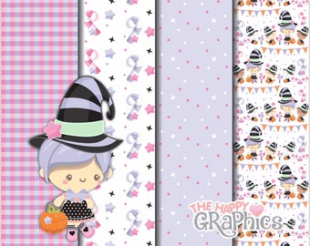 Halloween Digital Paper, Girl Digital Paper, Halloween Decor ...