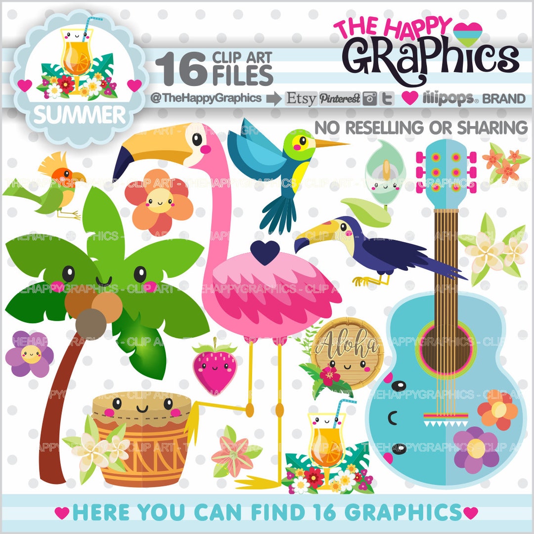 Summer Clipart, Summer Graphic, COMMERCIAL USE, Flamingo Clipart ...