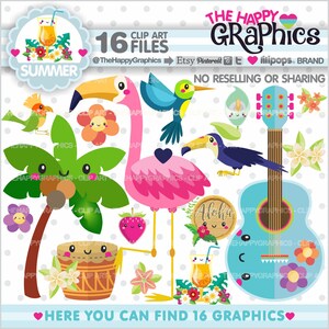 Summer Clipart, Summer Graphic, COMMERCIAL USE, Flamingo Clipart ...