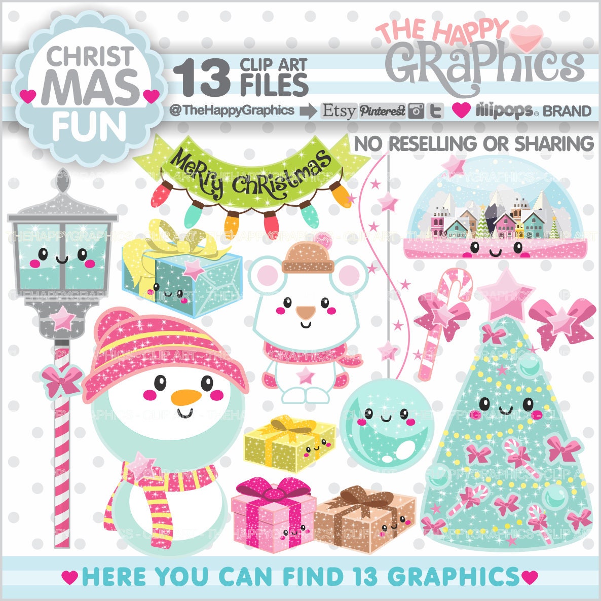 Christmas Clipart Christmas Graphics COMMERCIAL USE - Etsy