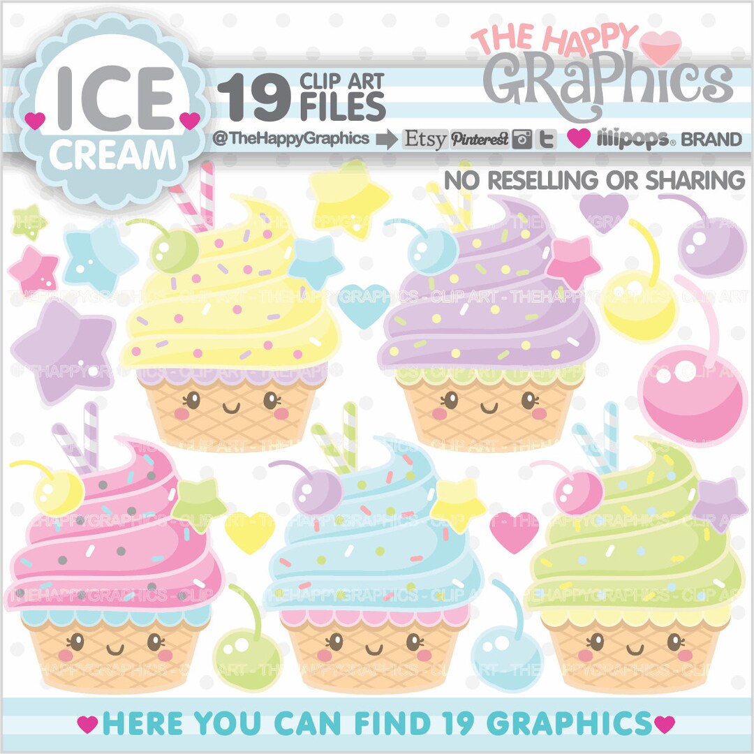Ice Cream Clipart, Ice Creamgraphic, COMMERCIAL USE, Summer Clipart ...