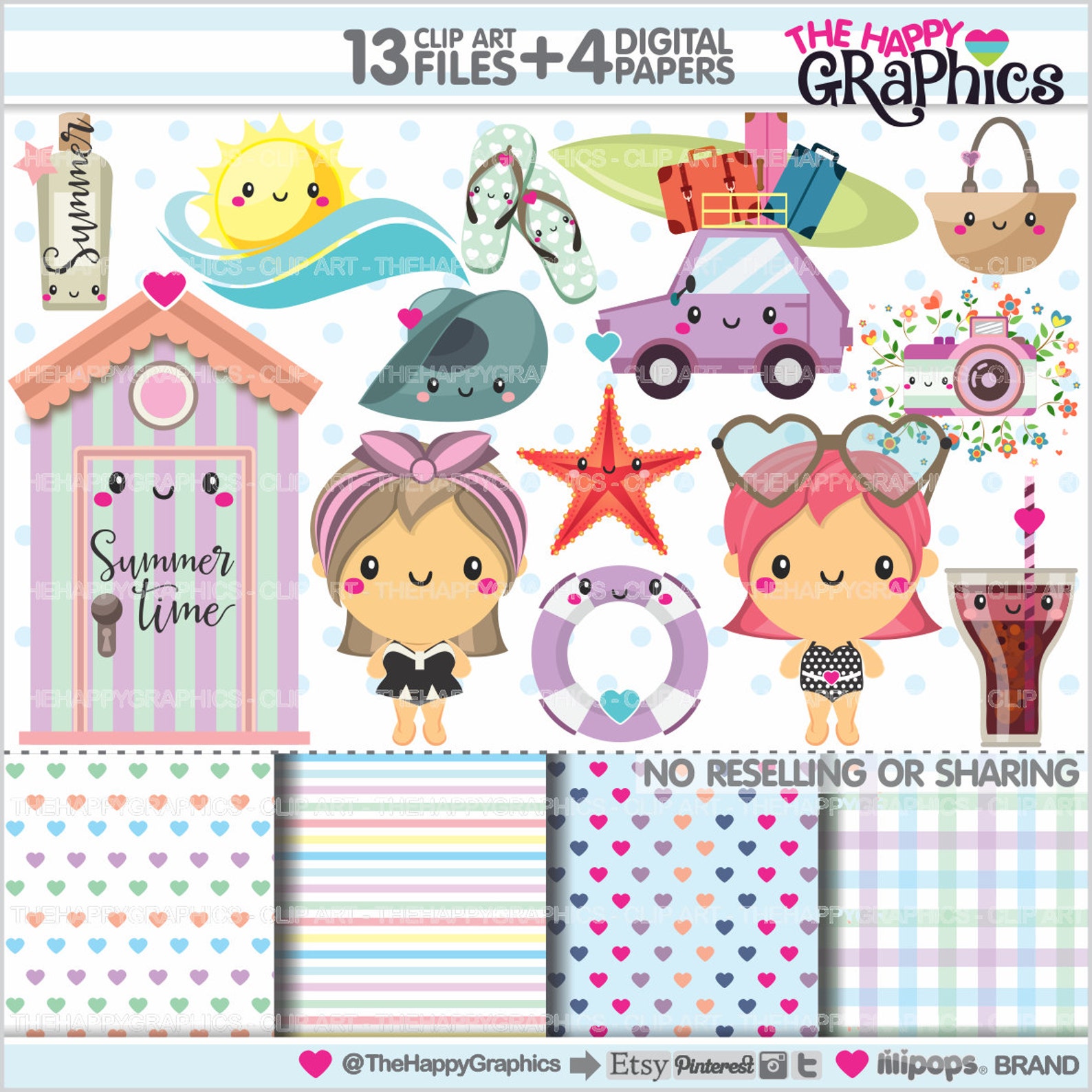 Swimming Clipart Summer Clipart COMMERCIAL USE Summer - Etsy