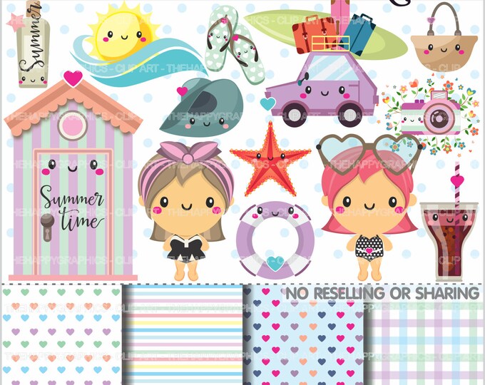 Swimming Clipart Summer Clipart COMMERCIAL USE Summer - Etsy