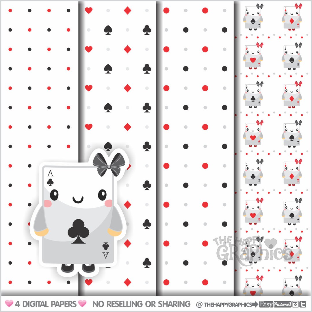 Playing Cards, Digital Paper, COMMERCIAL USE, Playing Card Pattern ...
