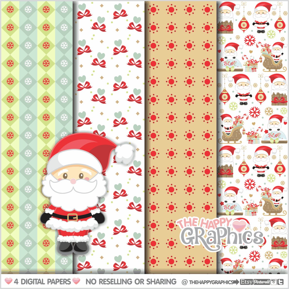 Christmas Digital Paper Noel Pattern COMMERCIAL USE - Etsy