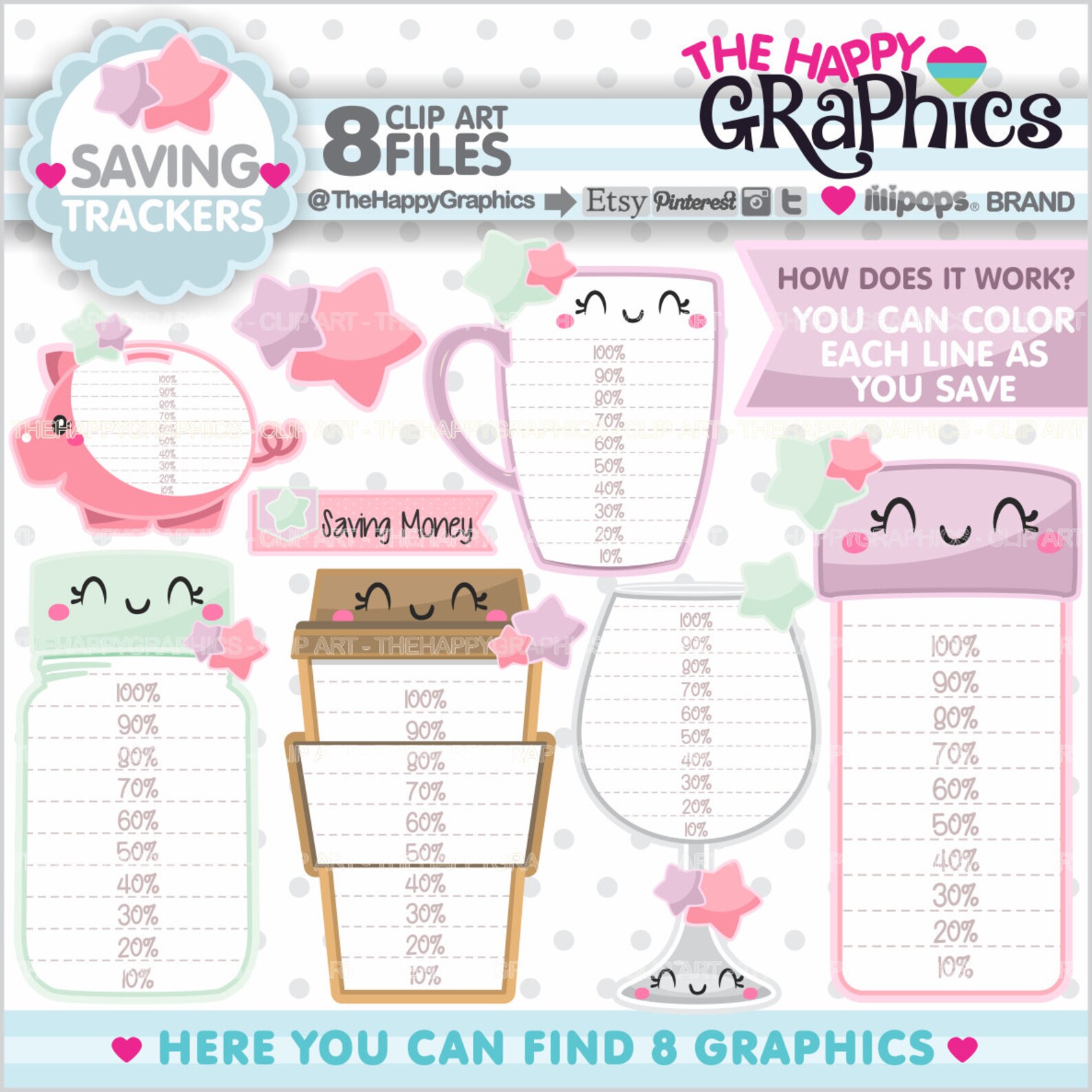 Saving Tracker Clipart Saving Tracker Graphics COMMERCIAL - Etsy