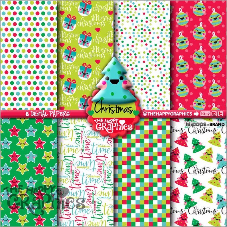 Christmas Digital Paper COMMERCIAL USE Christmas Printable - Etsy