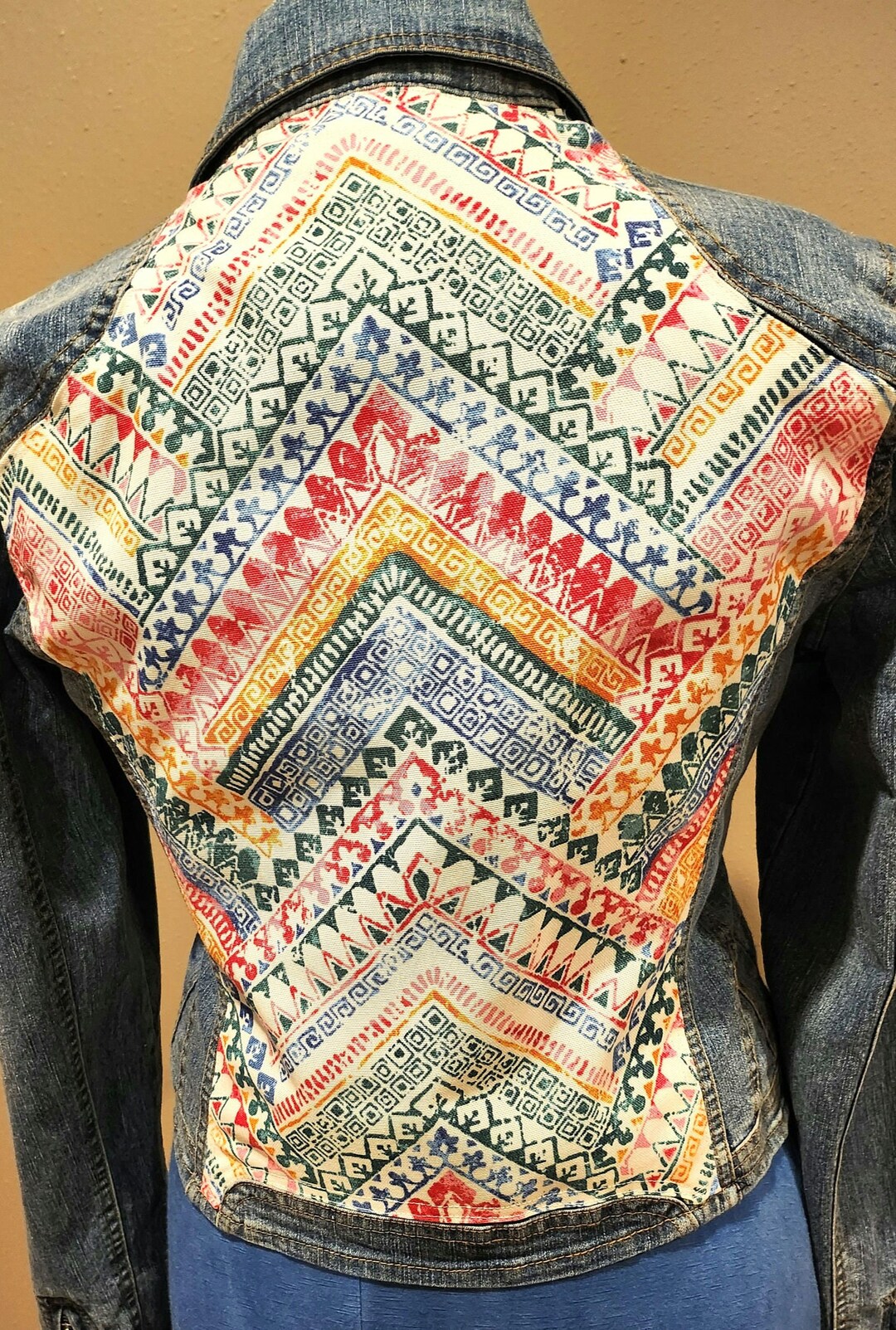 Asymmetrical Denim Jacket With Fun, Bright Graphic Inserts - Etsy