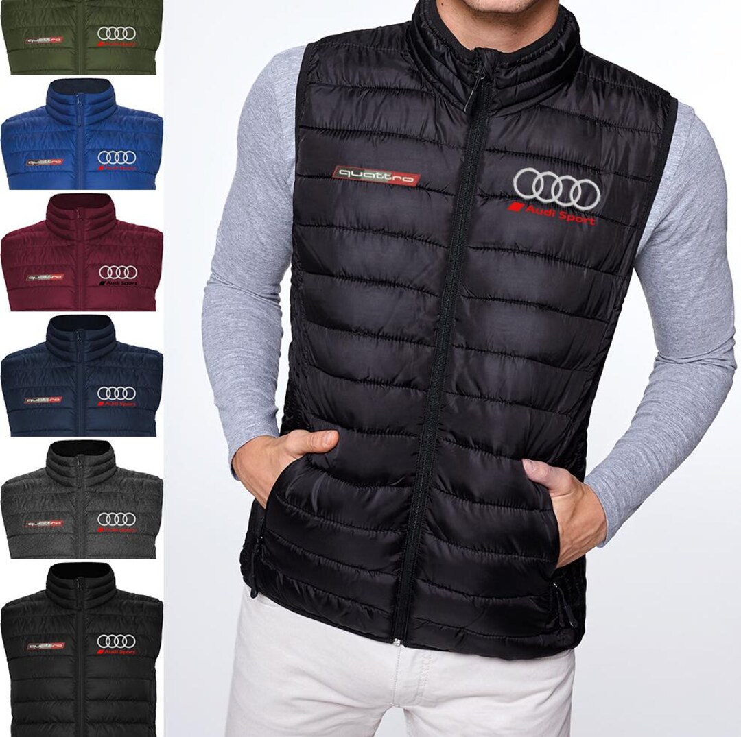Audi Sport Quattro Embroidered Logos on Sleeveless Jacket Vest Gilet ...