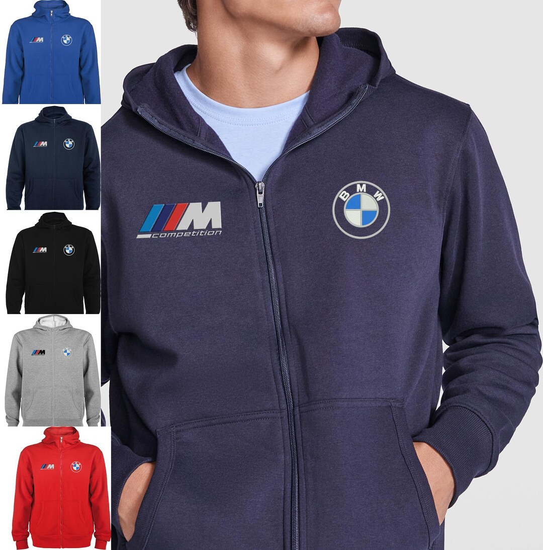 BMW M Competition Embroidered Logos on Fleece Hoodie Jacket Motorsport ...