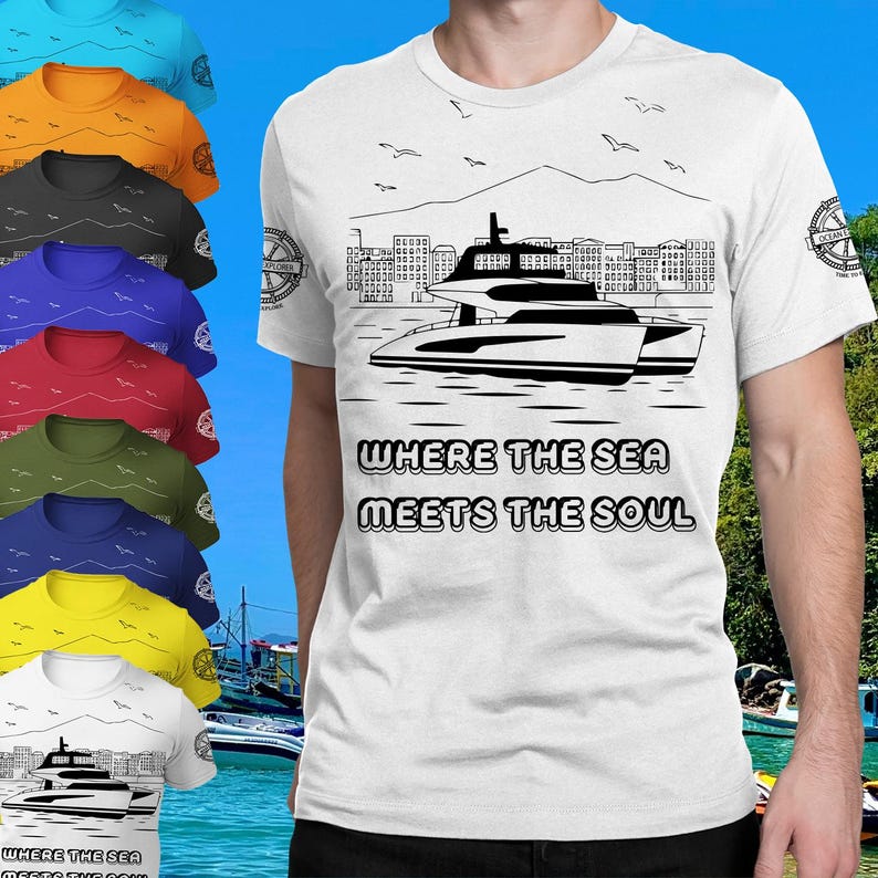 Sea Boat T-shirt / Yacht Club Boating Sailing Yachting Captain Skipper ...
