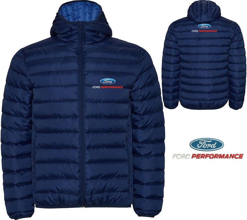 Ford Performance Embroidered Logos on Quilted Jacket With Hood / Raptor ...
