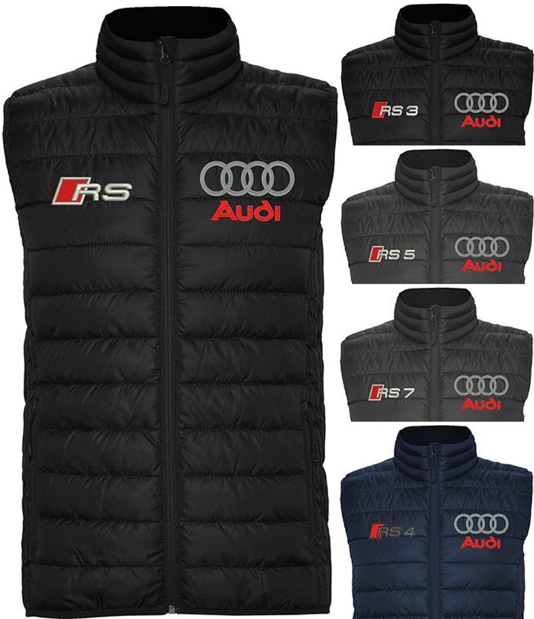 Audi Sport RS Embroidered Logos on Sleeveless Jacket Vest Gilet Cadeau ...