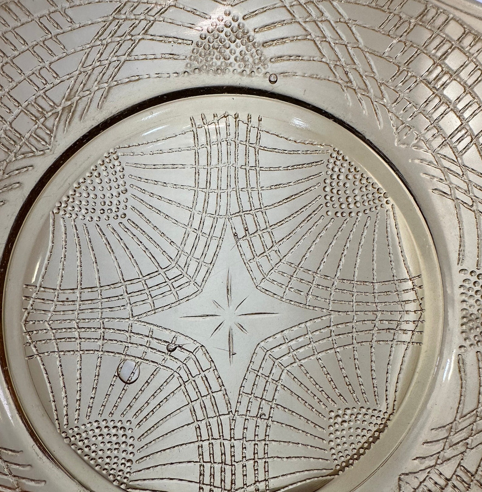 Set of 6 Vintage Art Deco L.E. Smith Romanesque Amber Octagon Plates ...