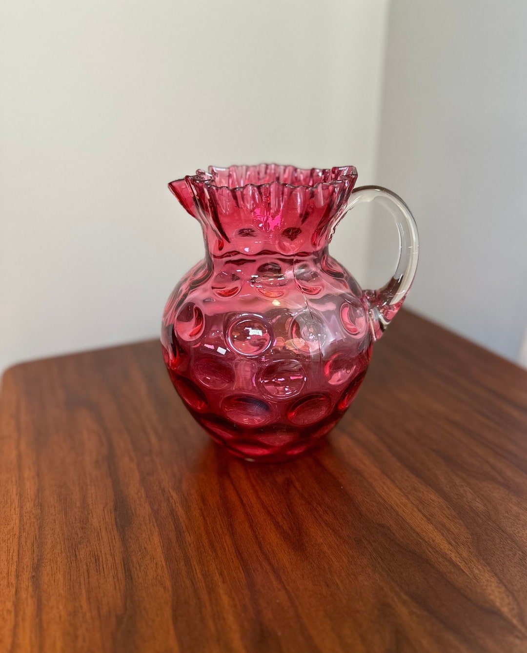 Vintage Fenton Cranberry Coin Dot Pitcher - Etsy