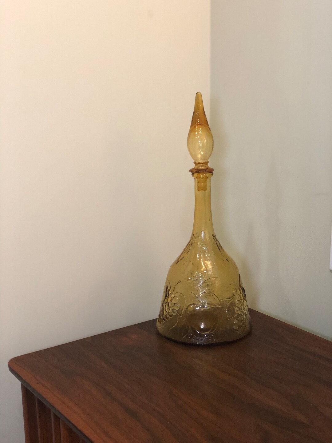Extra Large Vintage Gold Glass Decanter With Flame Top - Etsy