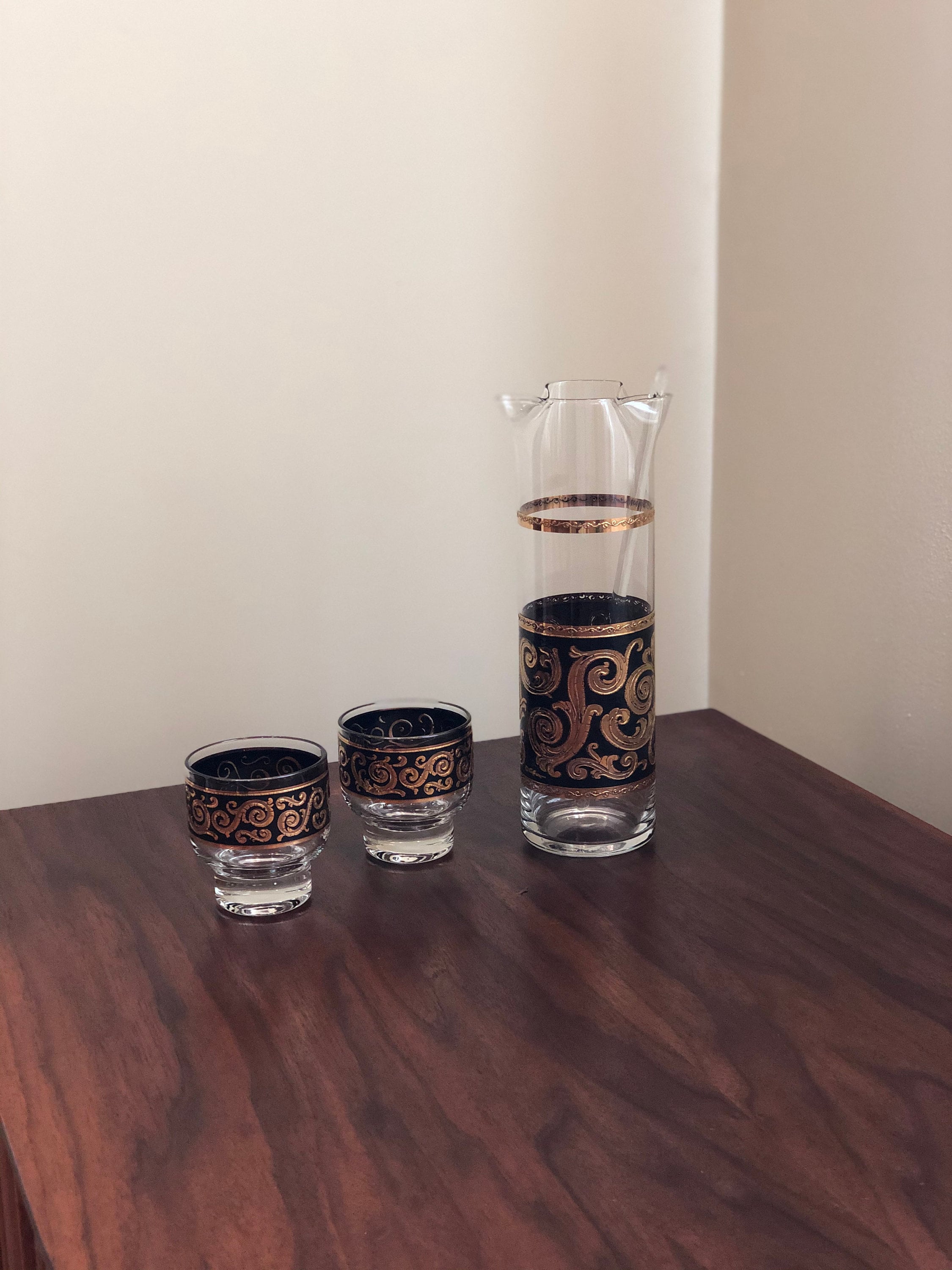 Signed Vintage Culver Ebony Baroque Cocktail Set - Etsy