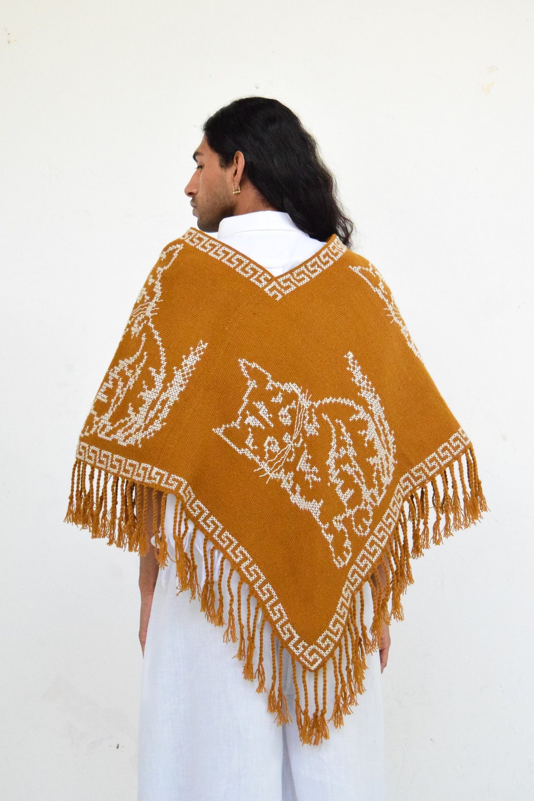 Mexican Poncho. Vintage Poncho. Woven Mexican Cape. Cat Poncho - Etsy