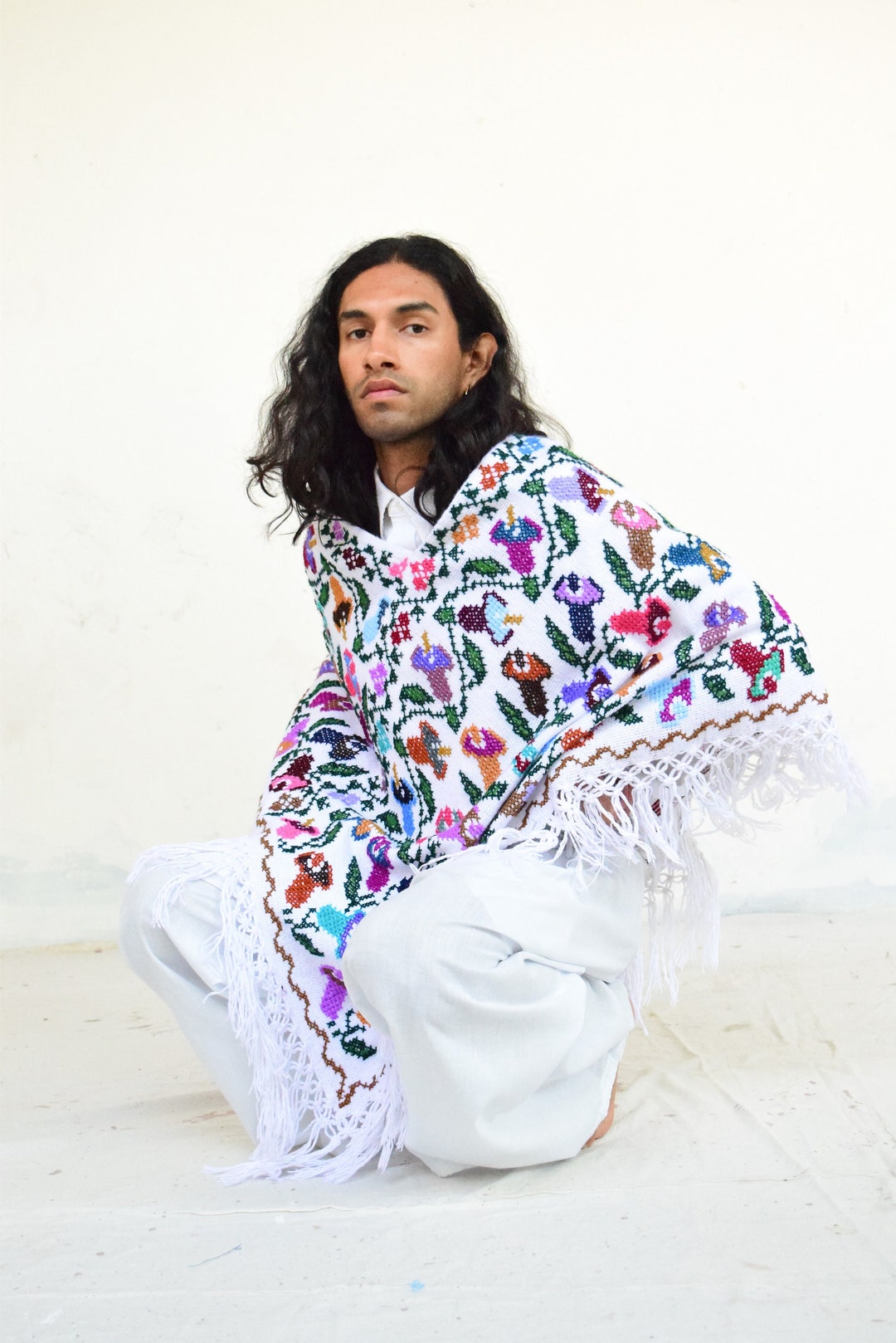 Mexican Poncho. Vintage Poncho. Embroidered Cape. - Etsy