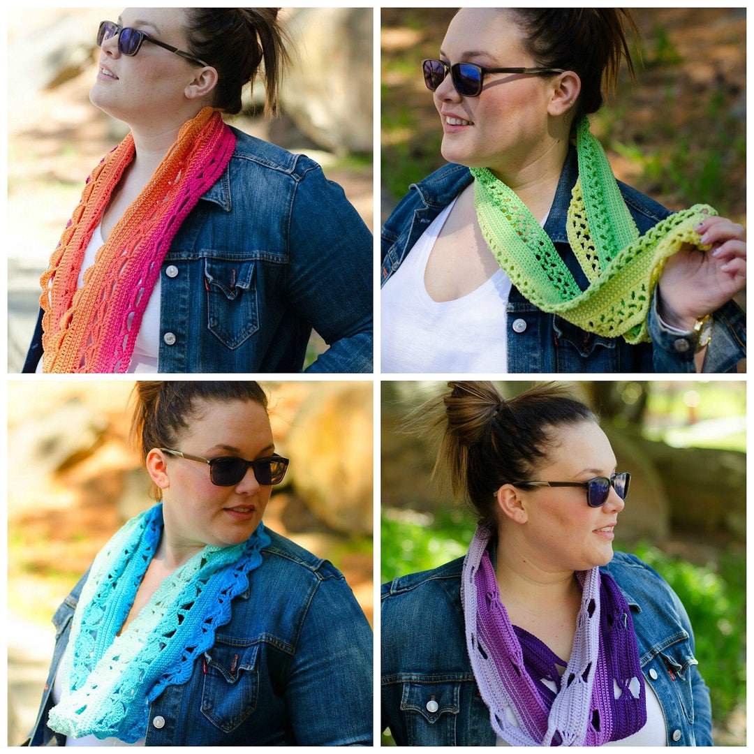 Crochet Scarf Pattern 4 Pack | Ombre Scarf Patterns | Spring & Fall ...