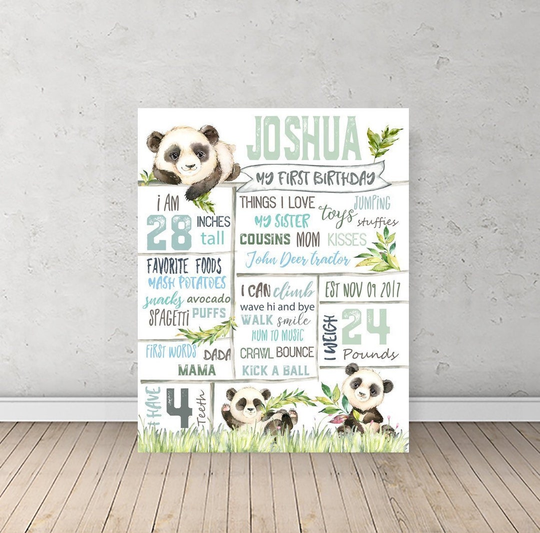 Panda, Birthday, Milestones, Printable, Kids Birthday Decorations ...