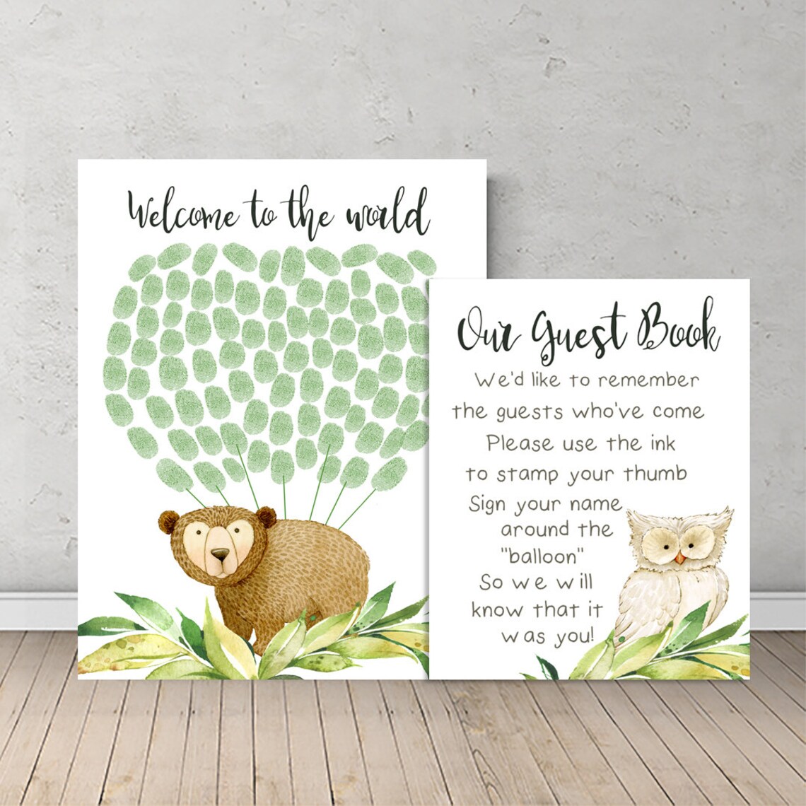 Owl Fingerprint Custom Baby Shower Nursery Decor Baby - Etsy Canada
