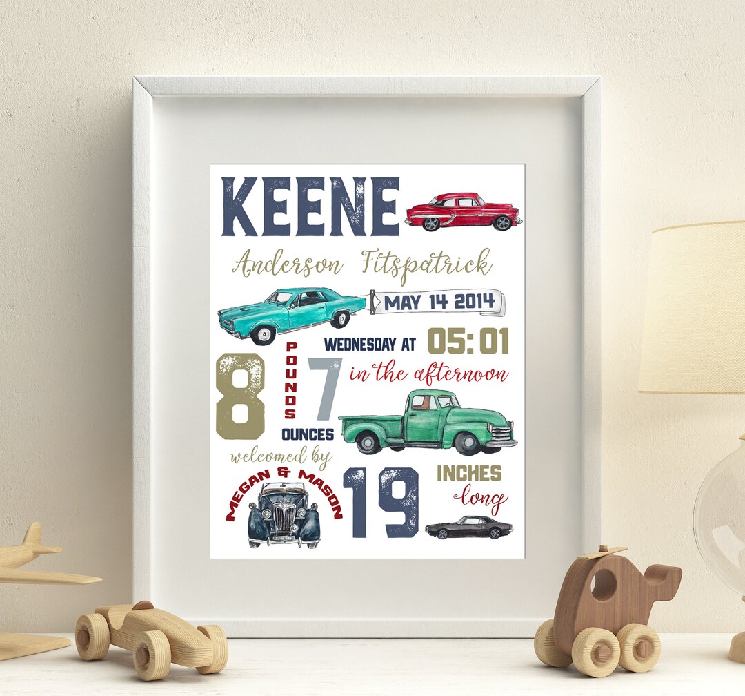 Vintage Car, Nursery, Birth Stats, Birth Details, Automobile, Birth ...