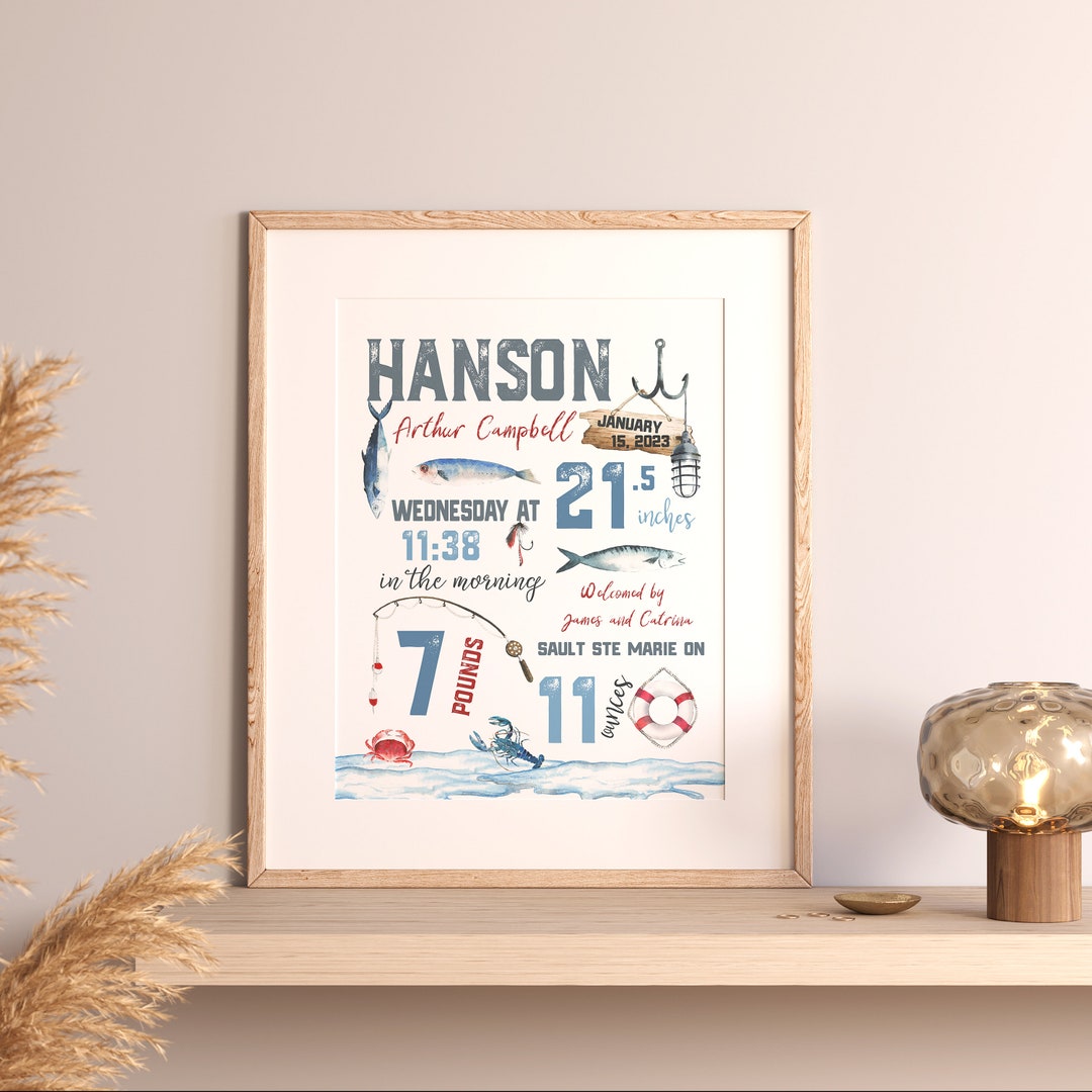 Under the Sea Birth Stats Print | Personalized Ocean Nursery Decor ...