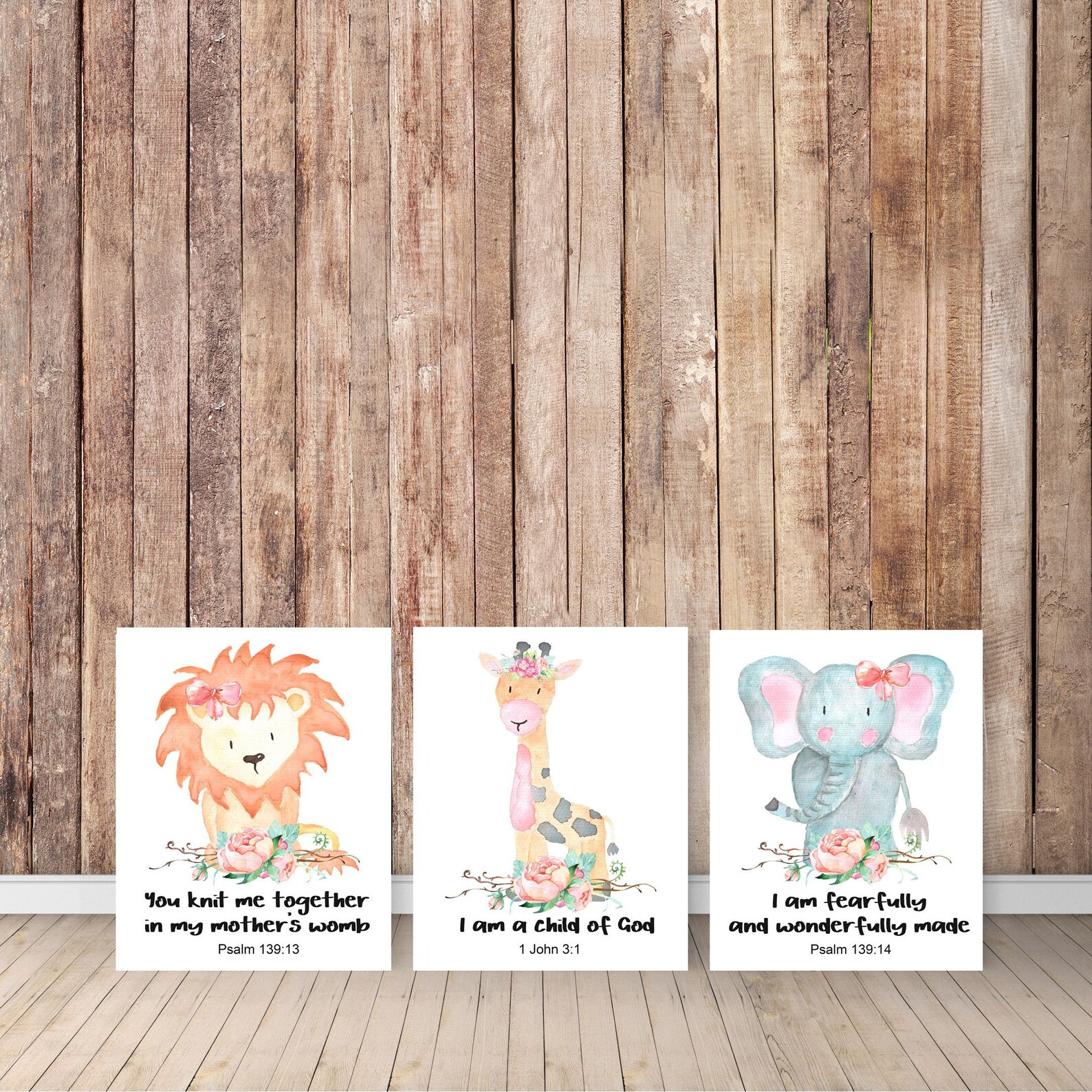 Safari Bible Verse Wall Art Set of 3 Safari Animals Baby - Etsy