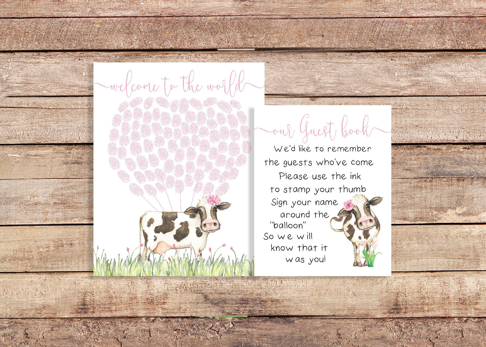 Cow, Fingerprint, Guestbook, Farm, Baby Shower, Nursery Decor ...