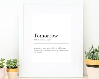 Tomorrow Definition Print - Etsy