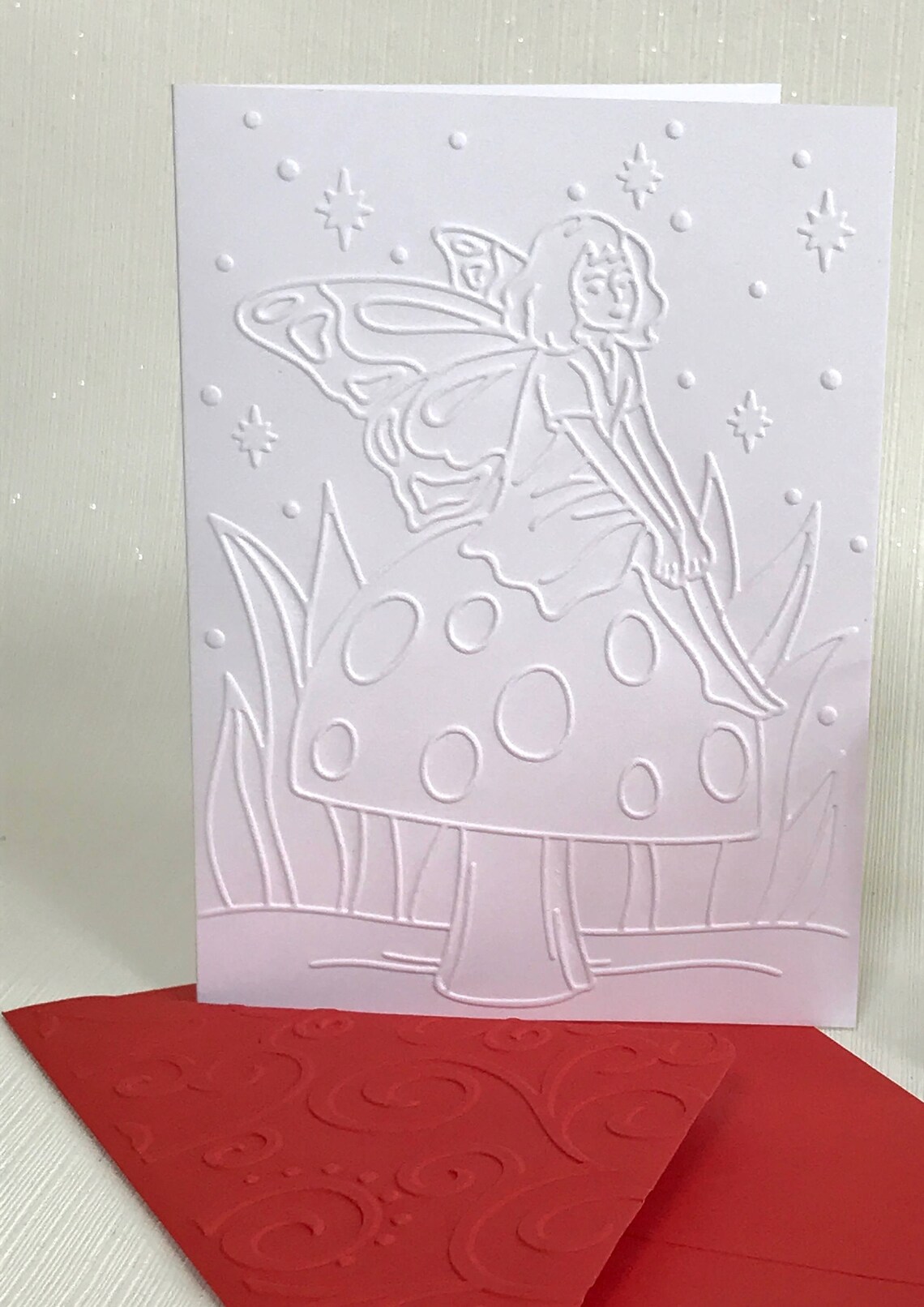 Fairy Toadstool Embossed Note Cards Pack of 6 White Cards. | Etsy