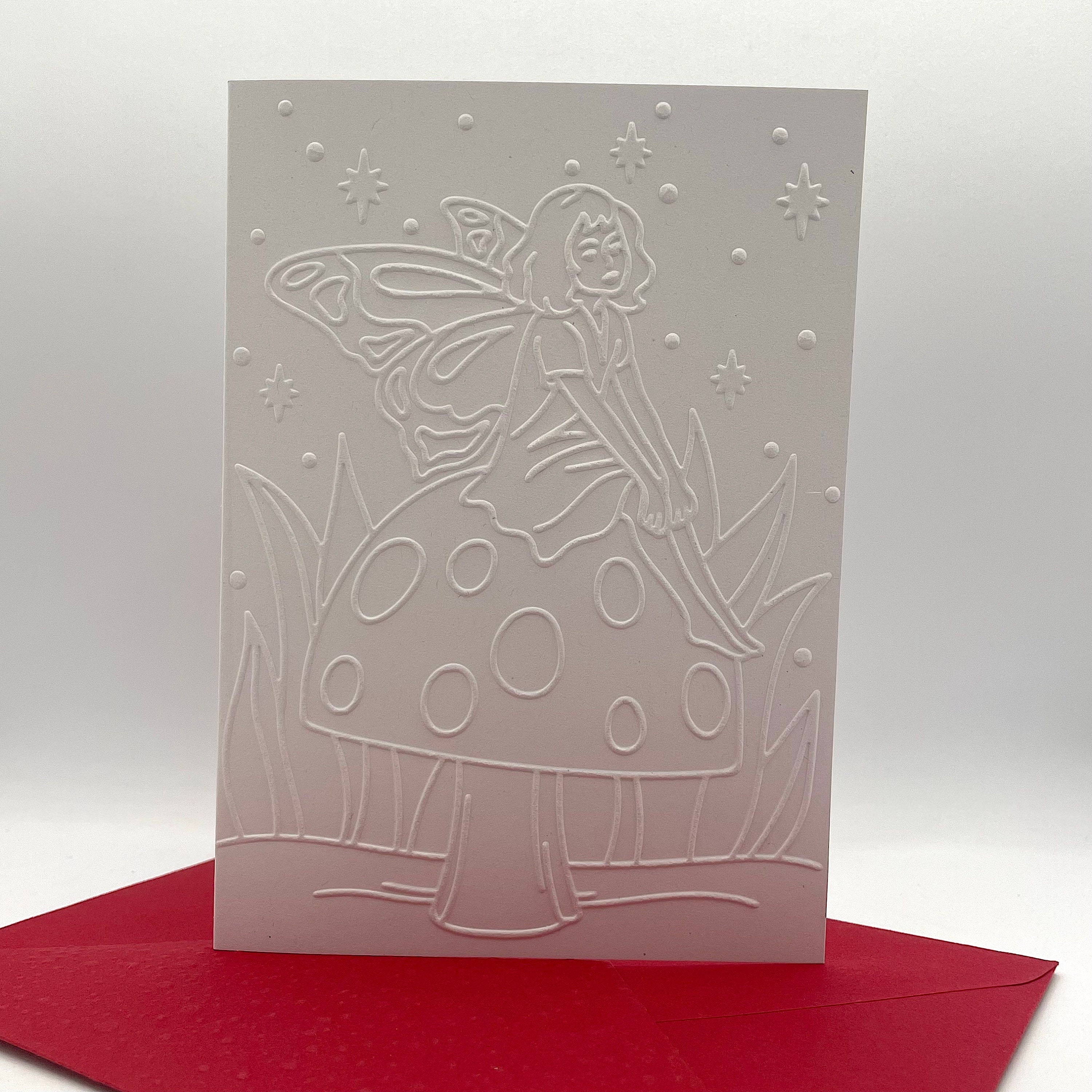 Fairy Toadstool Embossed Note Cards. Pack of 6 White Cards. - Etsy UK