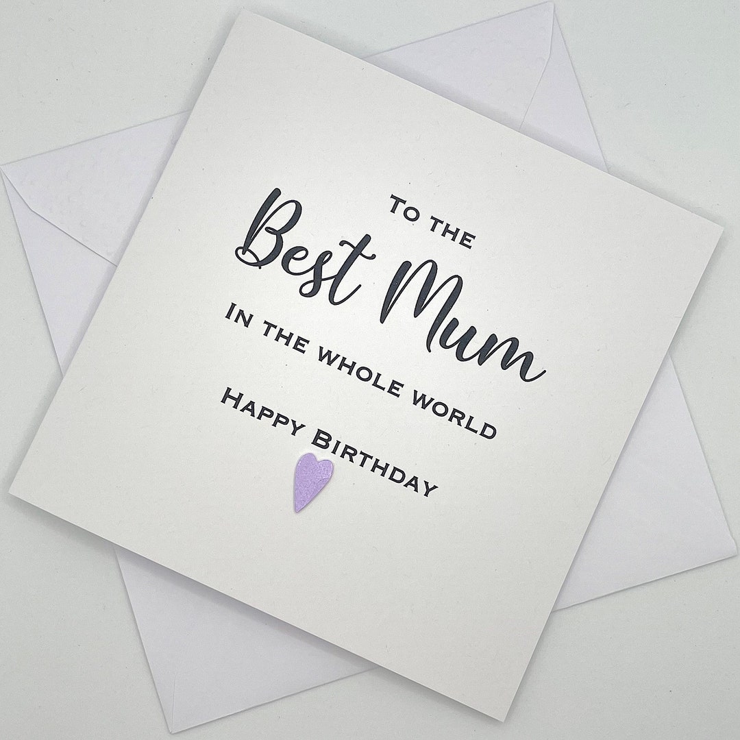 Handmade Birthday Card for Mum. Modern Minimalist Cards With Heart in ...