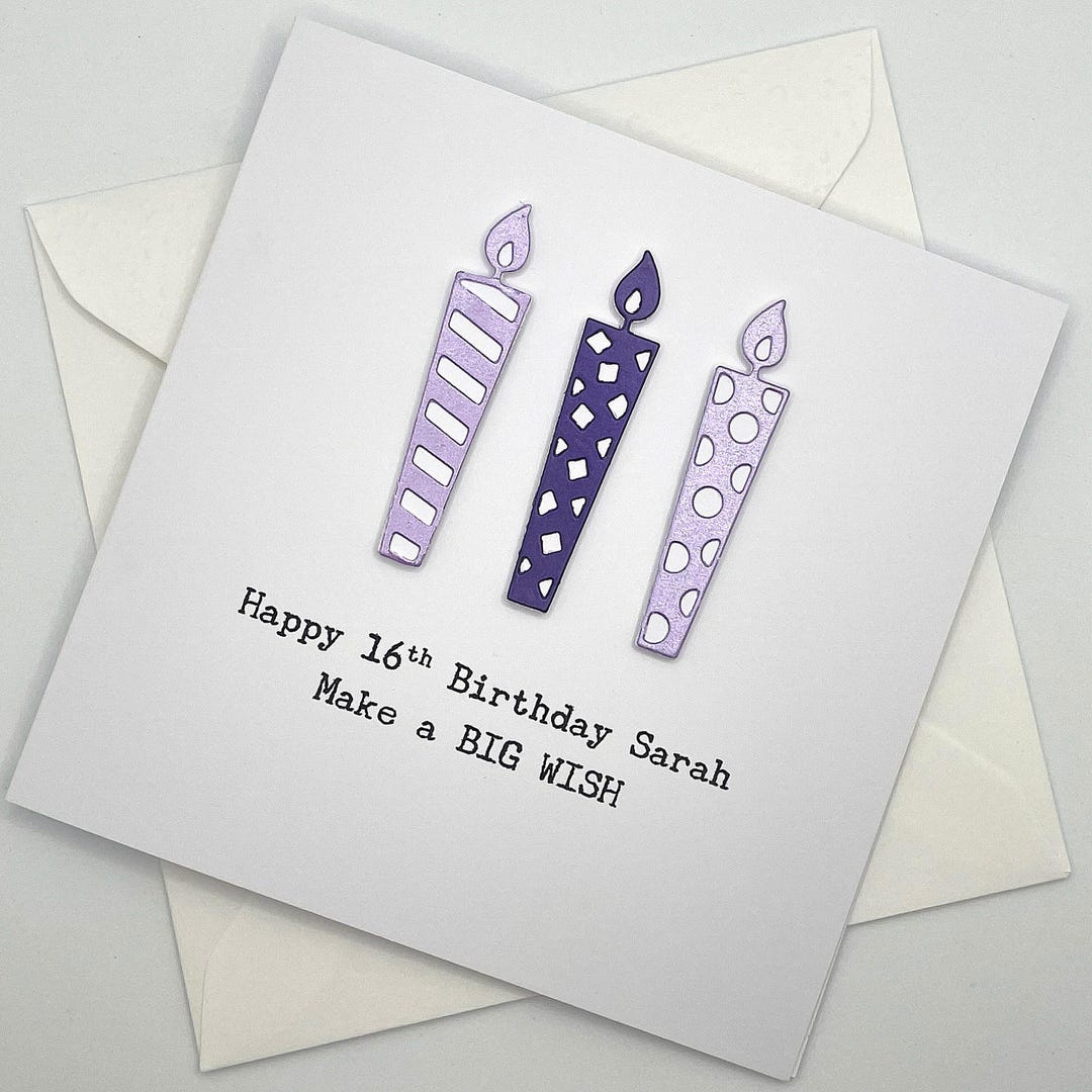 Personalised 16th Birthday Card. Modern Minimalist Cards With Candles ...