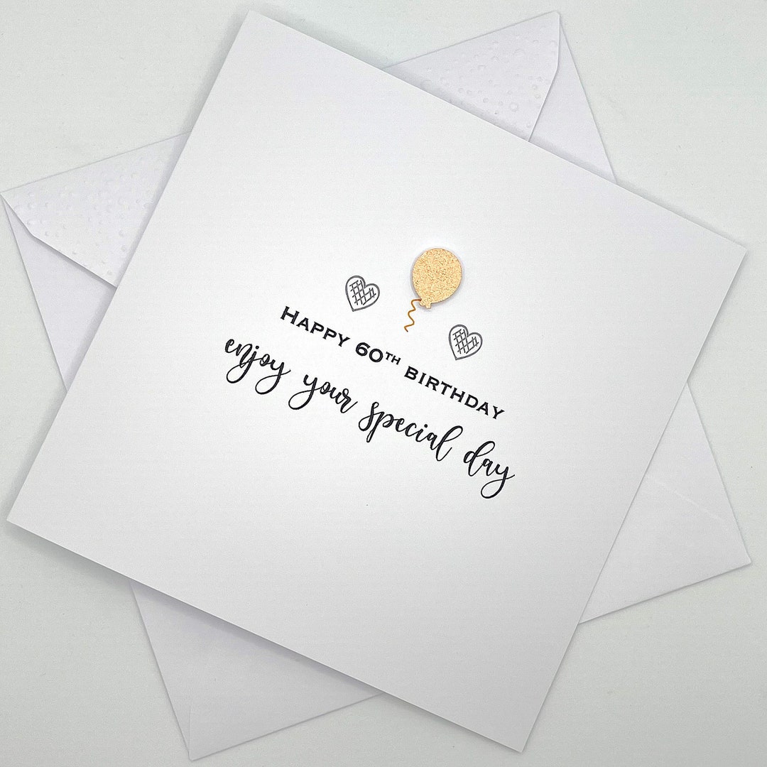 Handmade 60th Birthday Card. Modern Minimalist Cards With Balloon in ...
