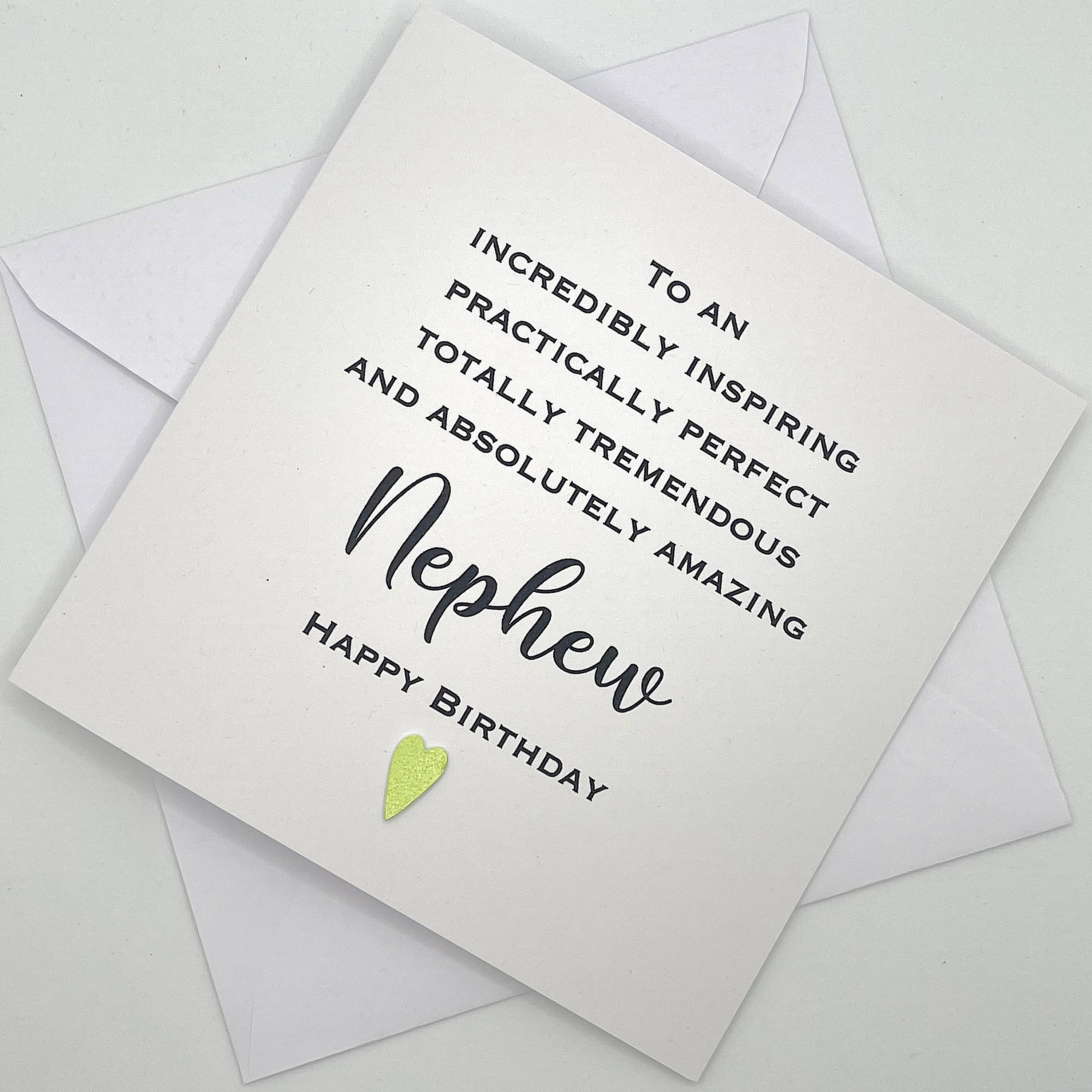 Personalised Nephew Birthday Card. Modern Minimalist Cards With Heart ...