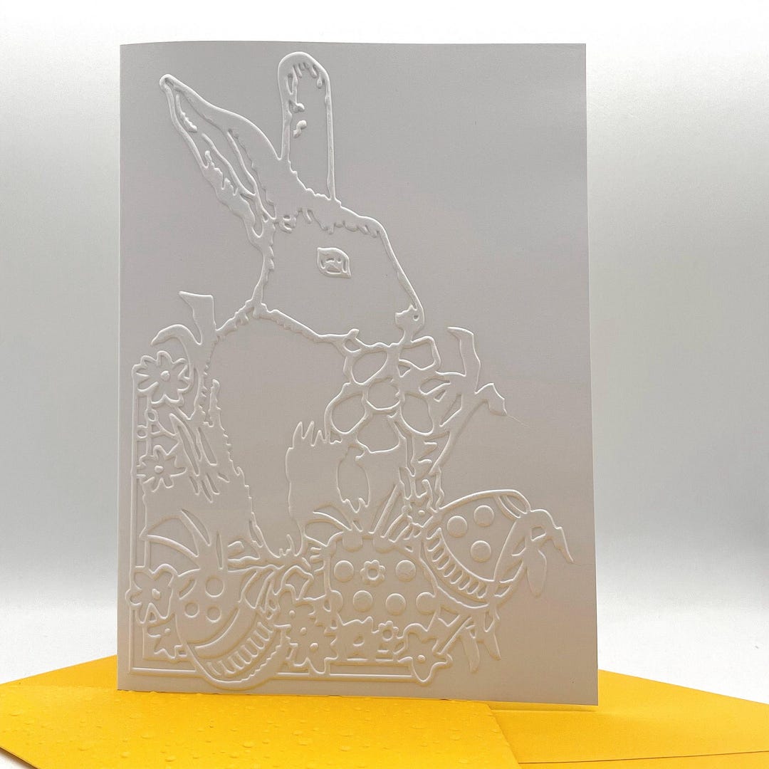 Easter Bunny Minimalist Blank Notecards Set. Embossed Cards With ...