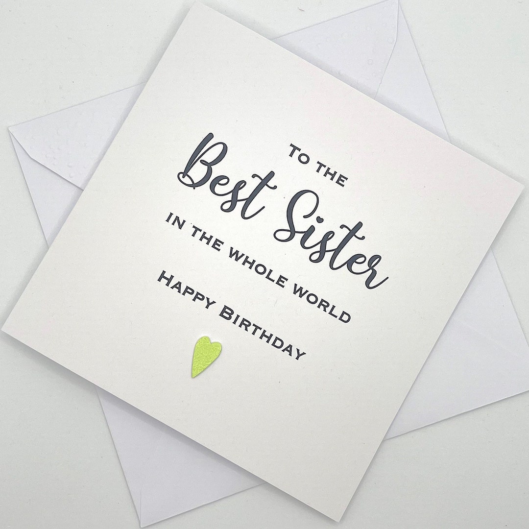 Personalised Sister Birthday Card. Modern Minimalist Cards With Heart ...