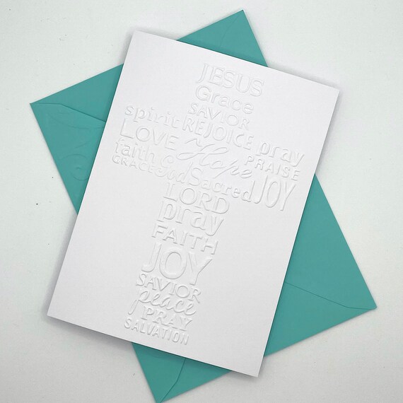 Church Cross White Note Cards. Pack of 6 Embossed Blank Cards. | Etsy