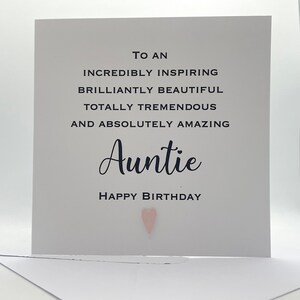 Auntie Birthday Card. Aunt Aunty Auntie Handmade Personalised - Etsy