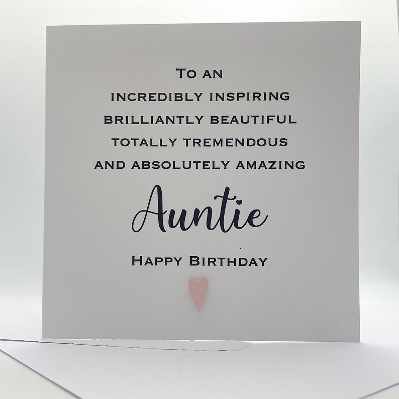 Personalised Auntie Birthday Card. Modern Minimalist Cards With Heart ...