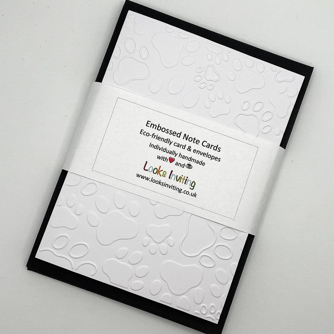 Dog Paw Prints Cards. Pack of 6 Embossed Dog Note Cards. Dog - Etsy